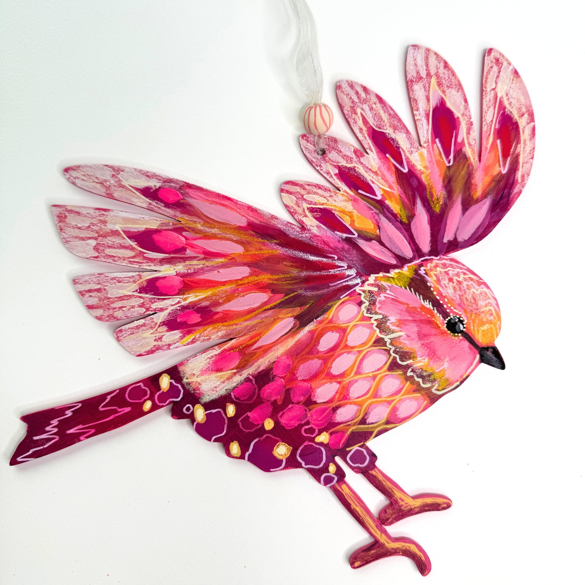 'Rise & Bloom' - Original Hand painted garden bird – Lynsay Green Art